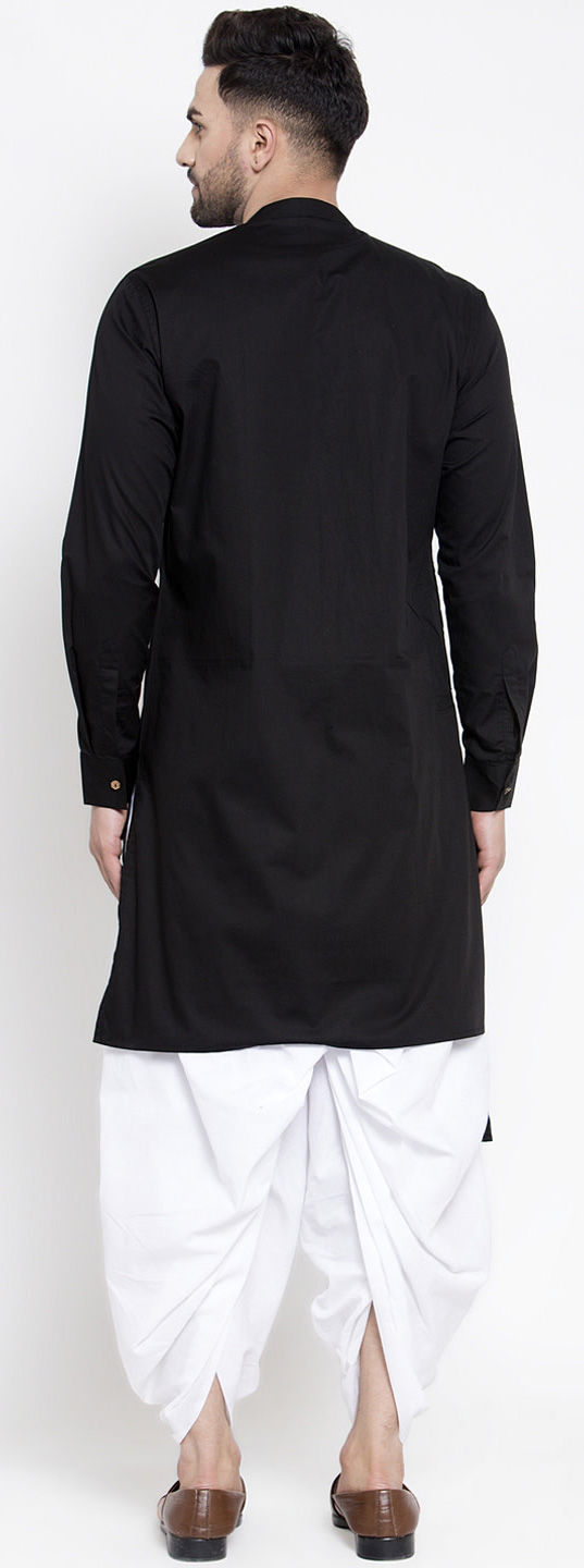 Black and Grey color Cotton fabric Dhoti Kurta : 1847277