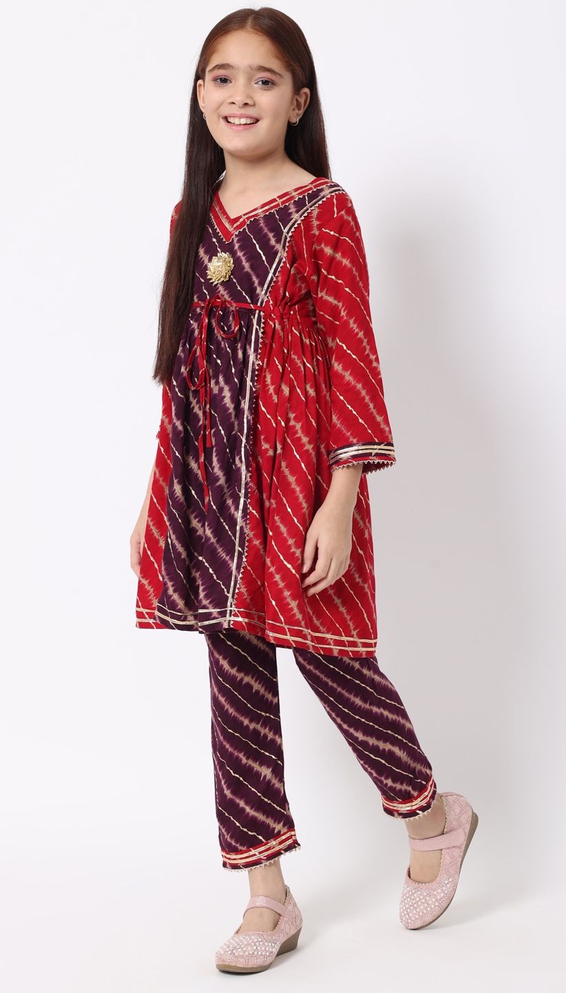 Party Wear Purple and Violet, Red and Maroon color Cotton fabric Girls ...