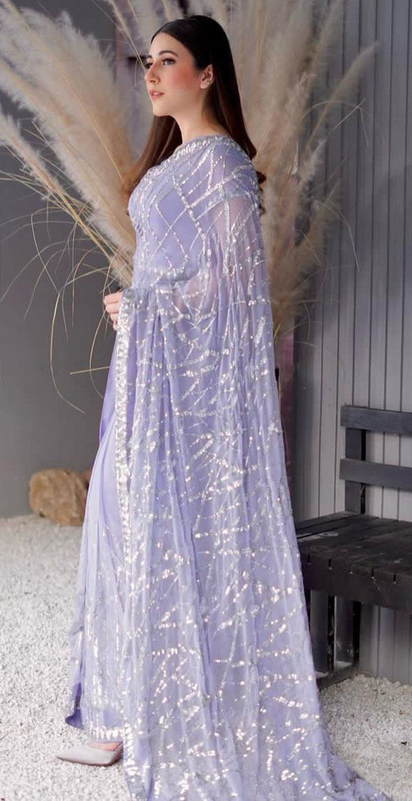 Designer, Party Wear, Reception Blue color Georgette fabric Saree : 1852542