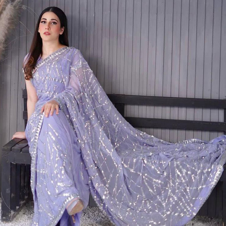 Designer, Party Wear, Reception Blue color Georgette fabric Saree : 1852542