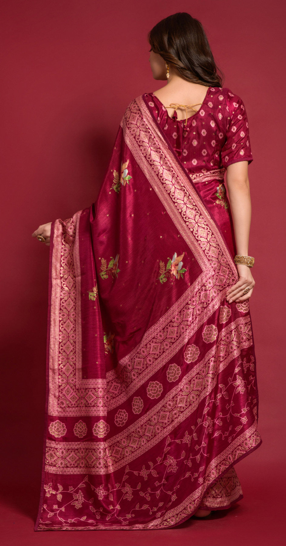 Traditional Red and Maroon color Art Silk, Silk fabric Saree : 1854060