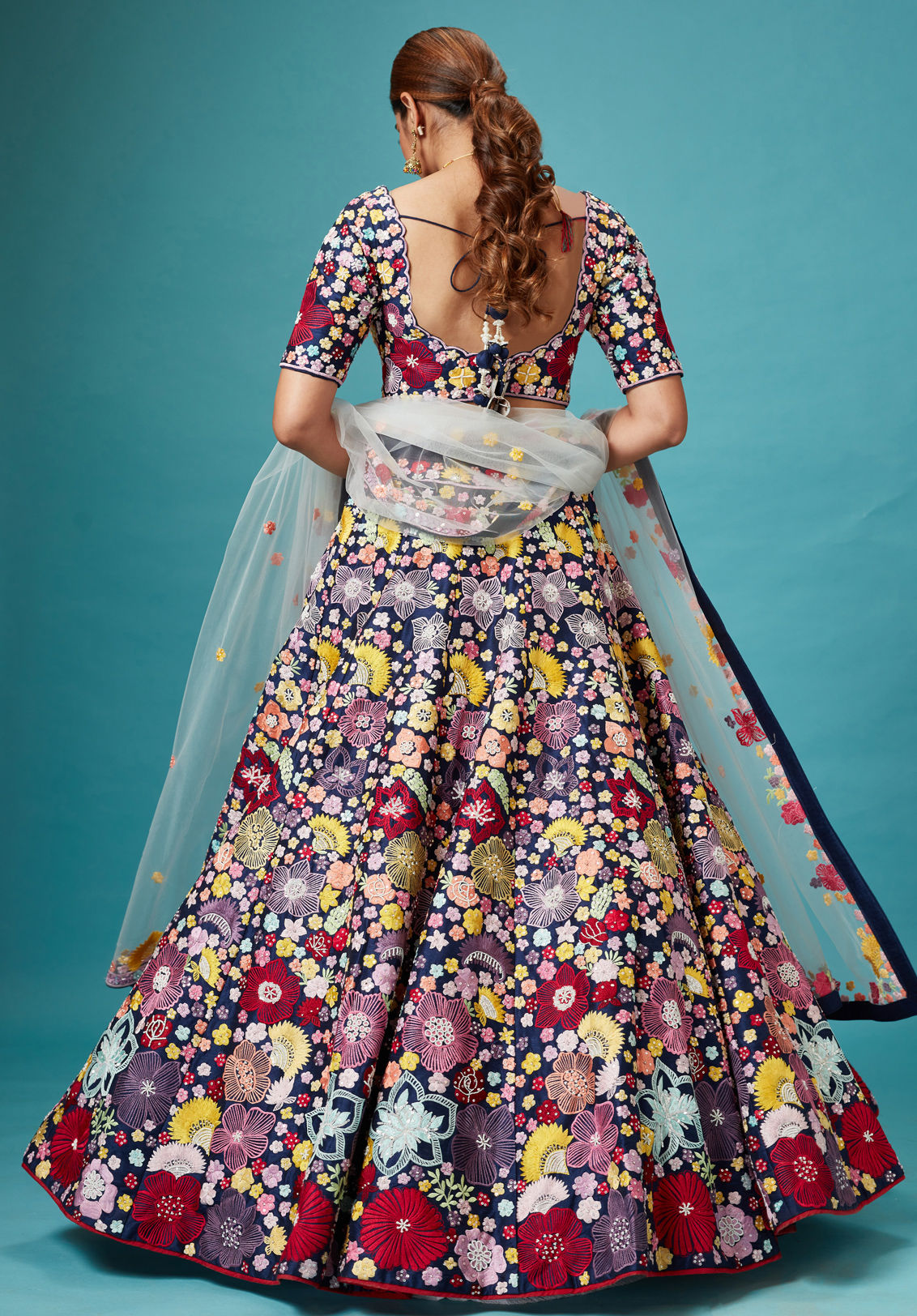 Bridal, Mehendi Sangeet, Wedding Multicolor color Silk fabric Lehenga ...
