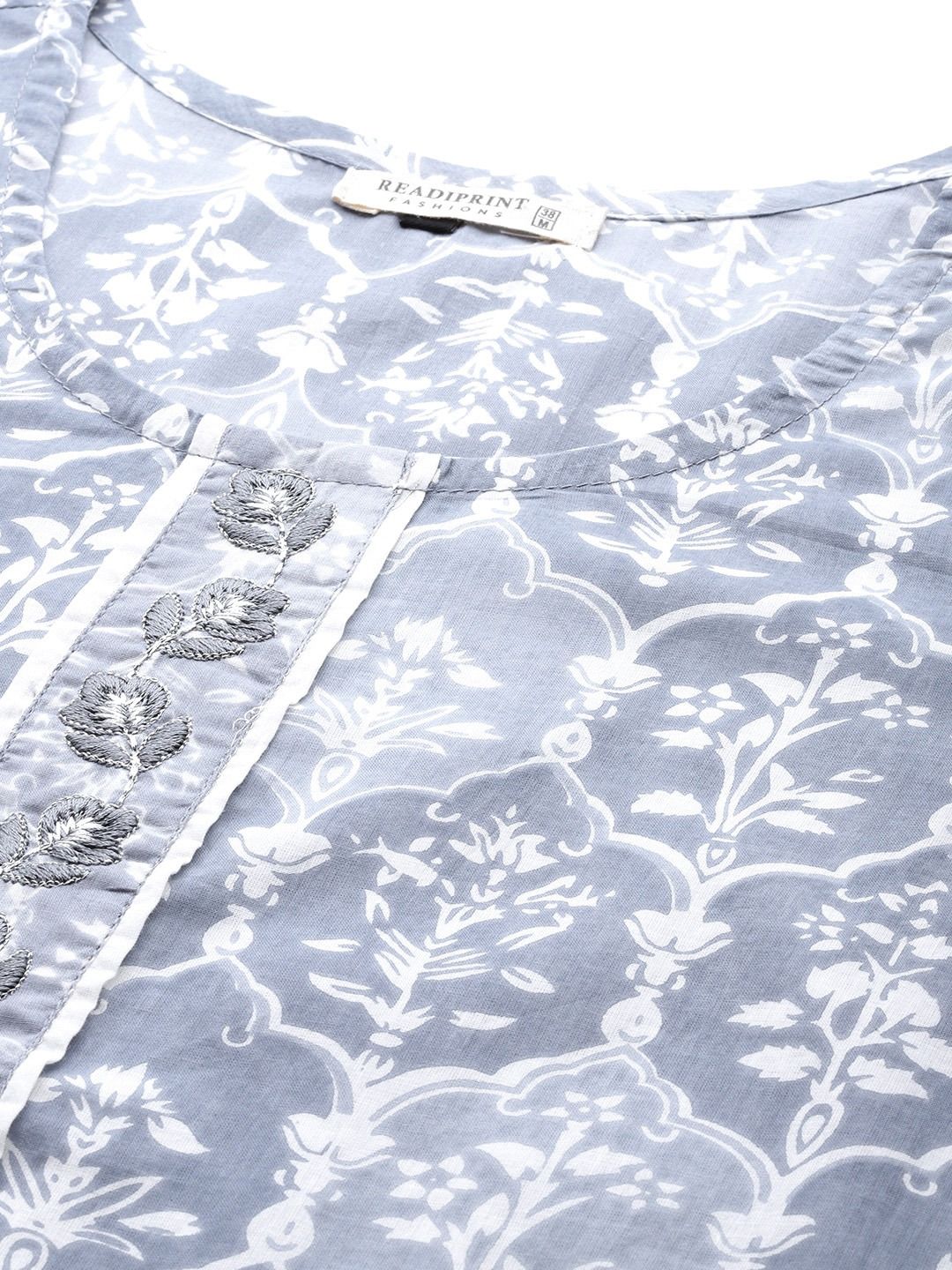 Casual Black and Grey color Cotton fabric Kurti : 1892940