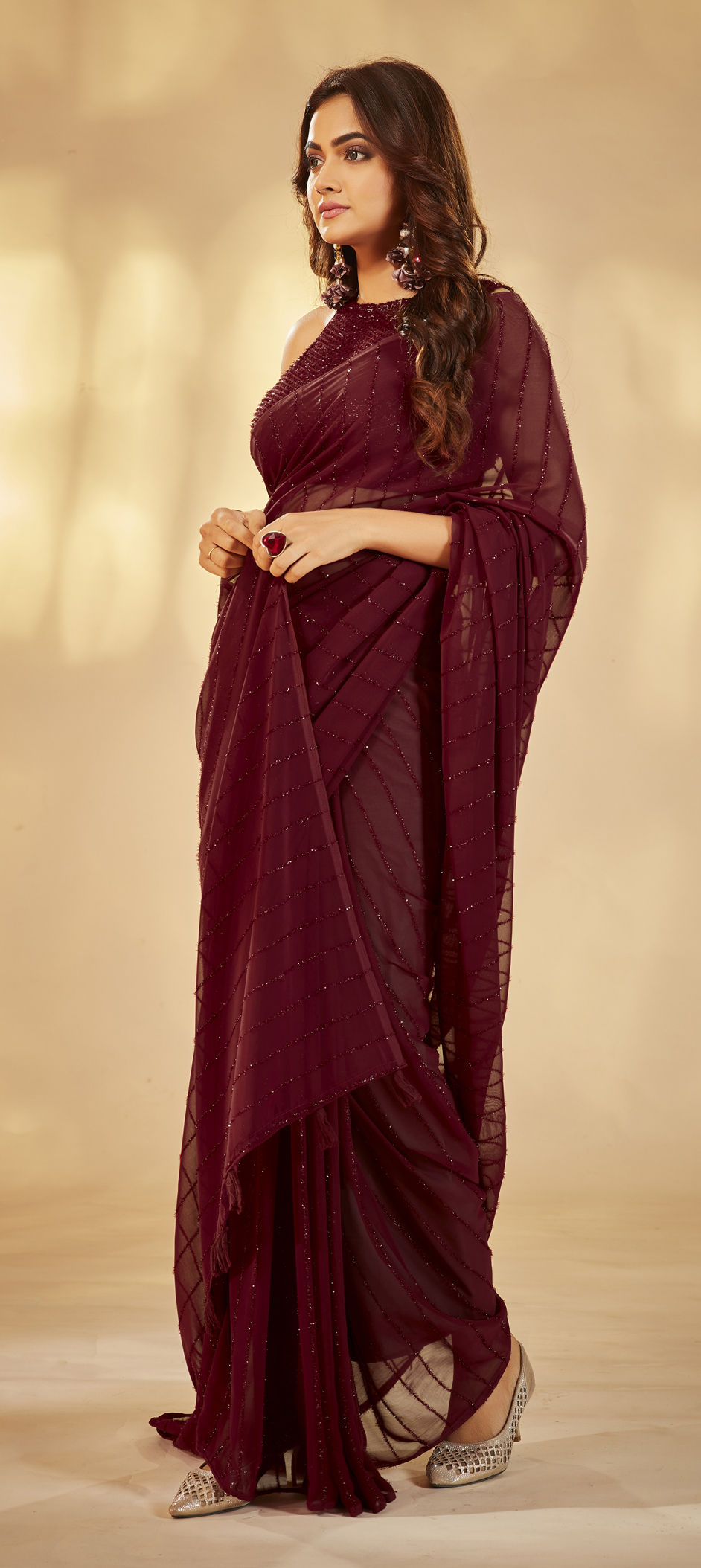 Festive, Party Wear Red and Maroon color Georgette fabric Saree : 1898951