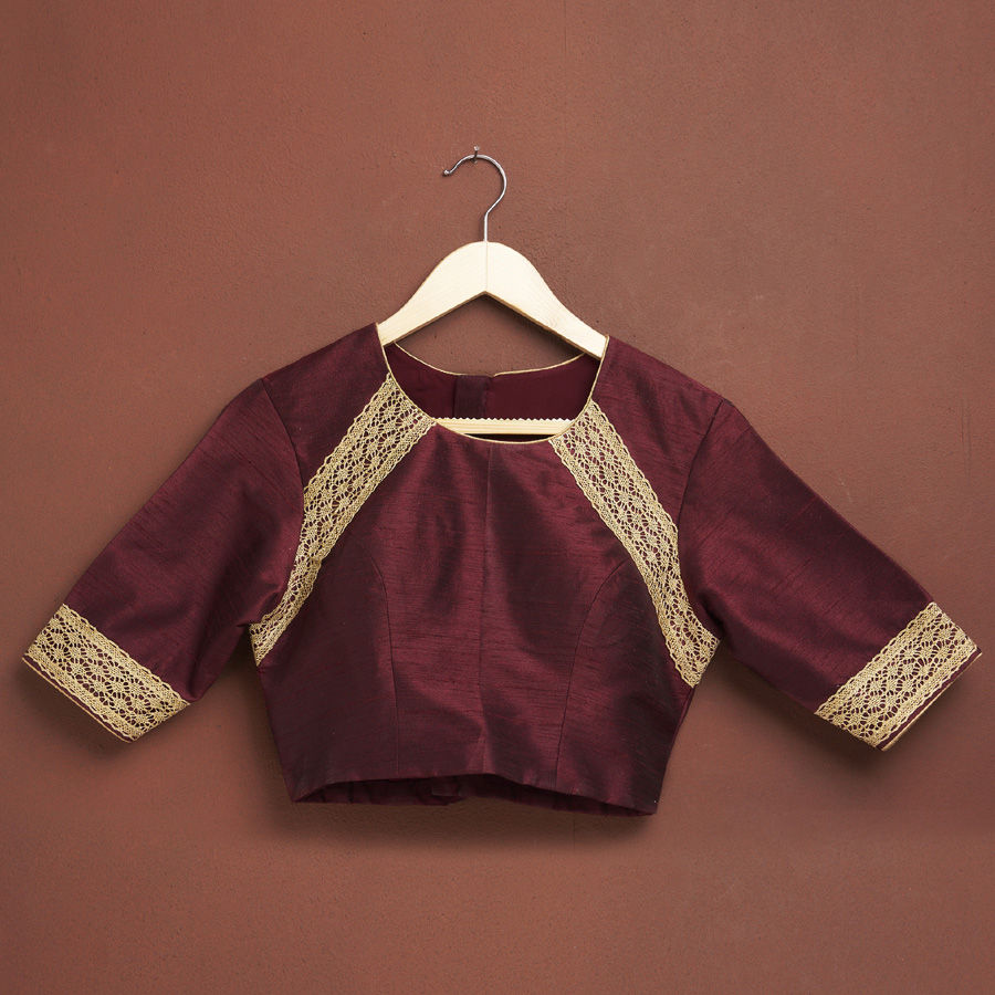 Party Wear Red and Maroon color Raw Silk fabric Blouse : 1901870