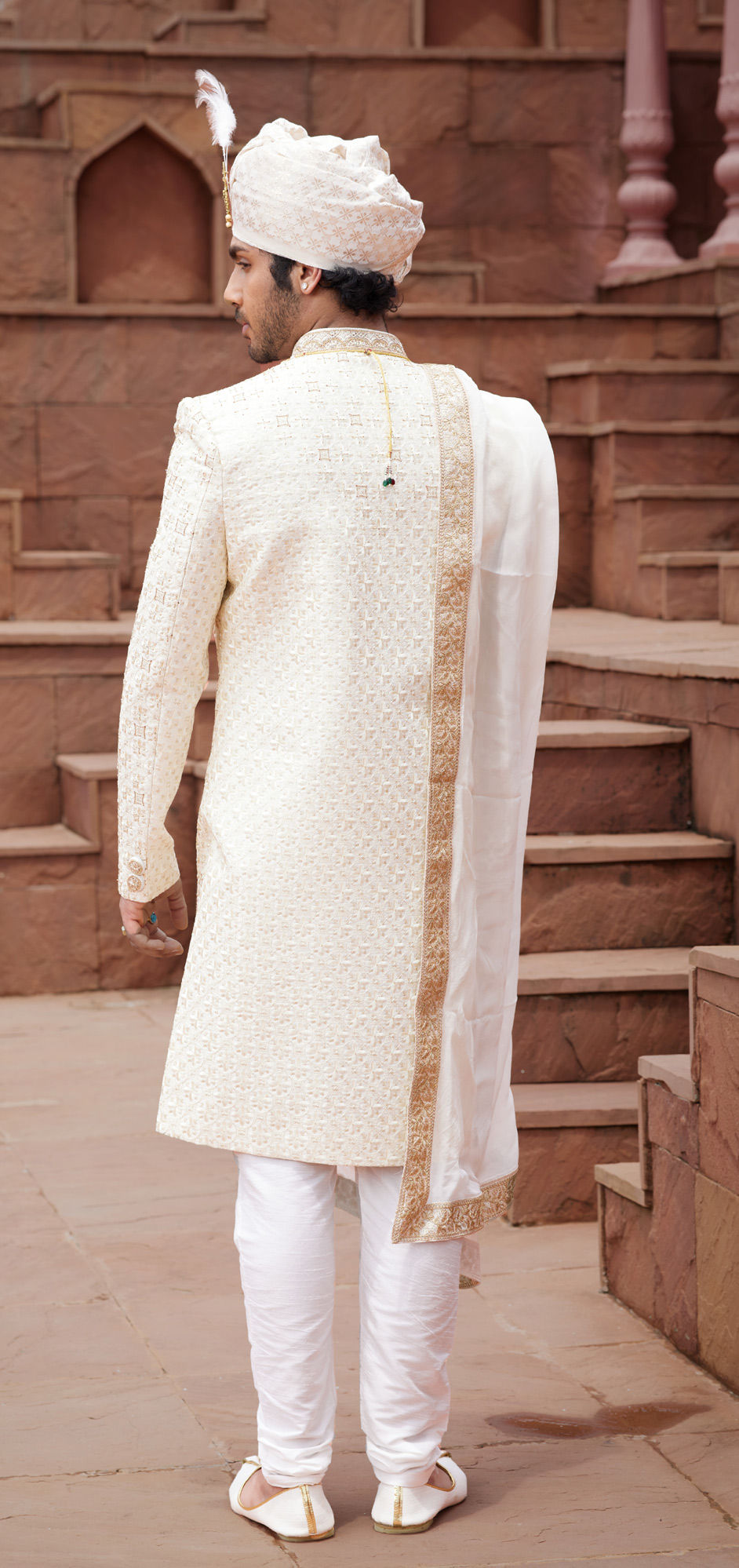 Wedding White and Off White color Art Silk fabric Sherwani : 1923675