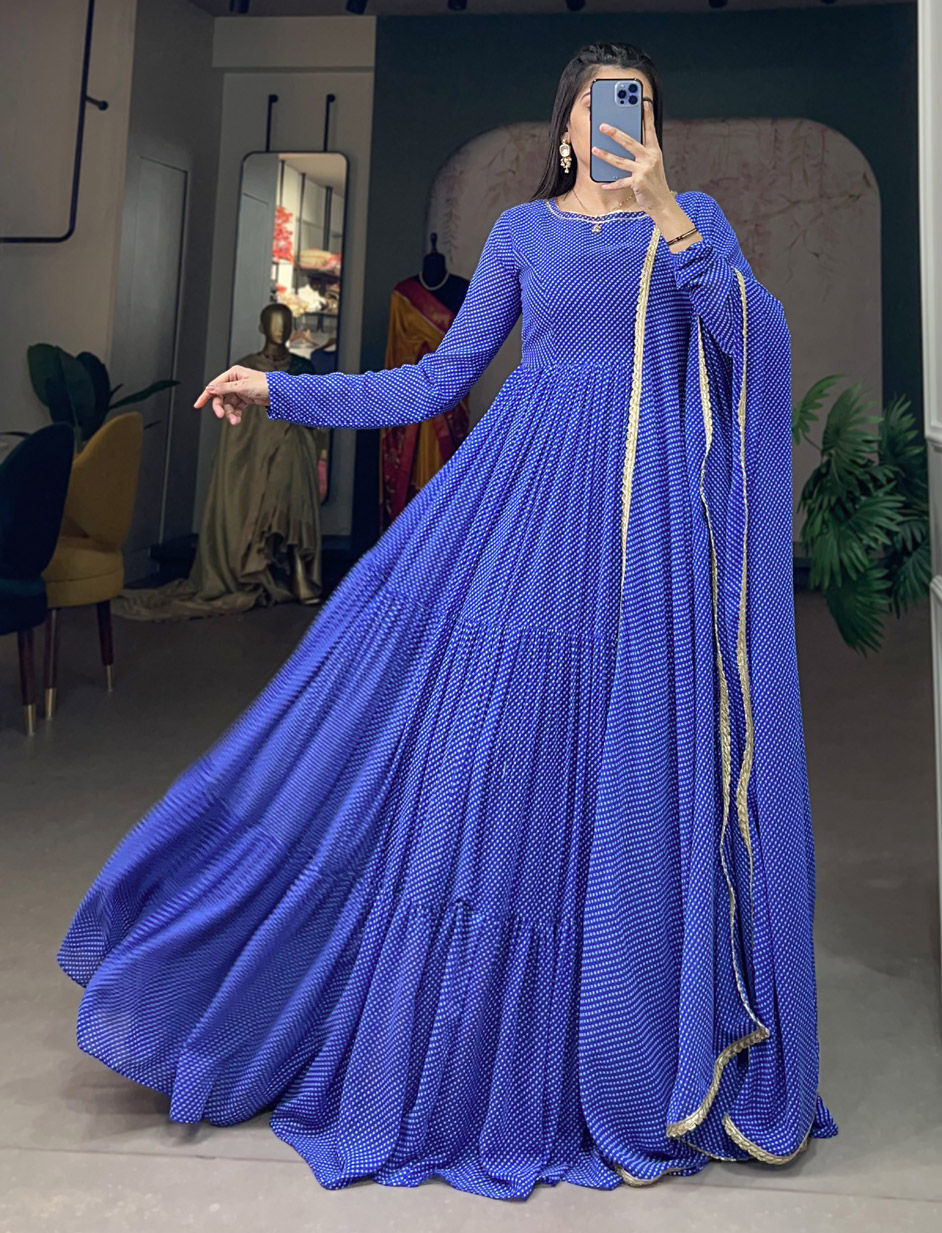 Festive, Reception Blue color Georgette fabric Gown : 1929132