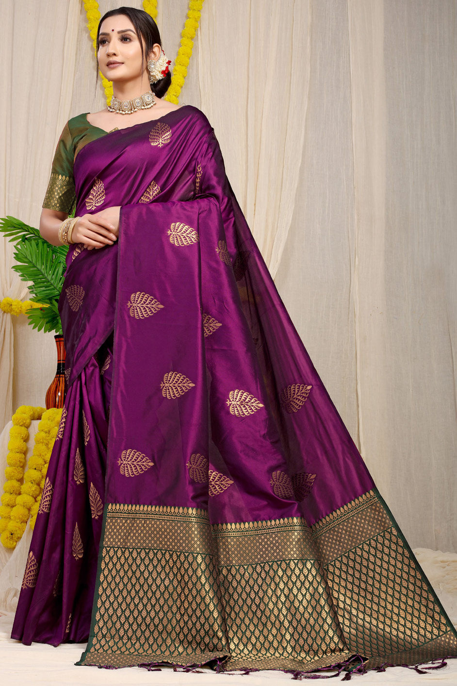 Party Wear, Traditional Purple and Violet color Banarasi Silk, Silk ...