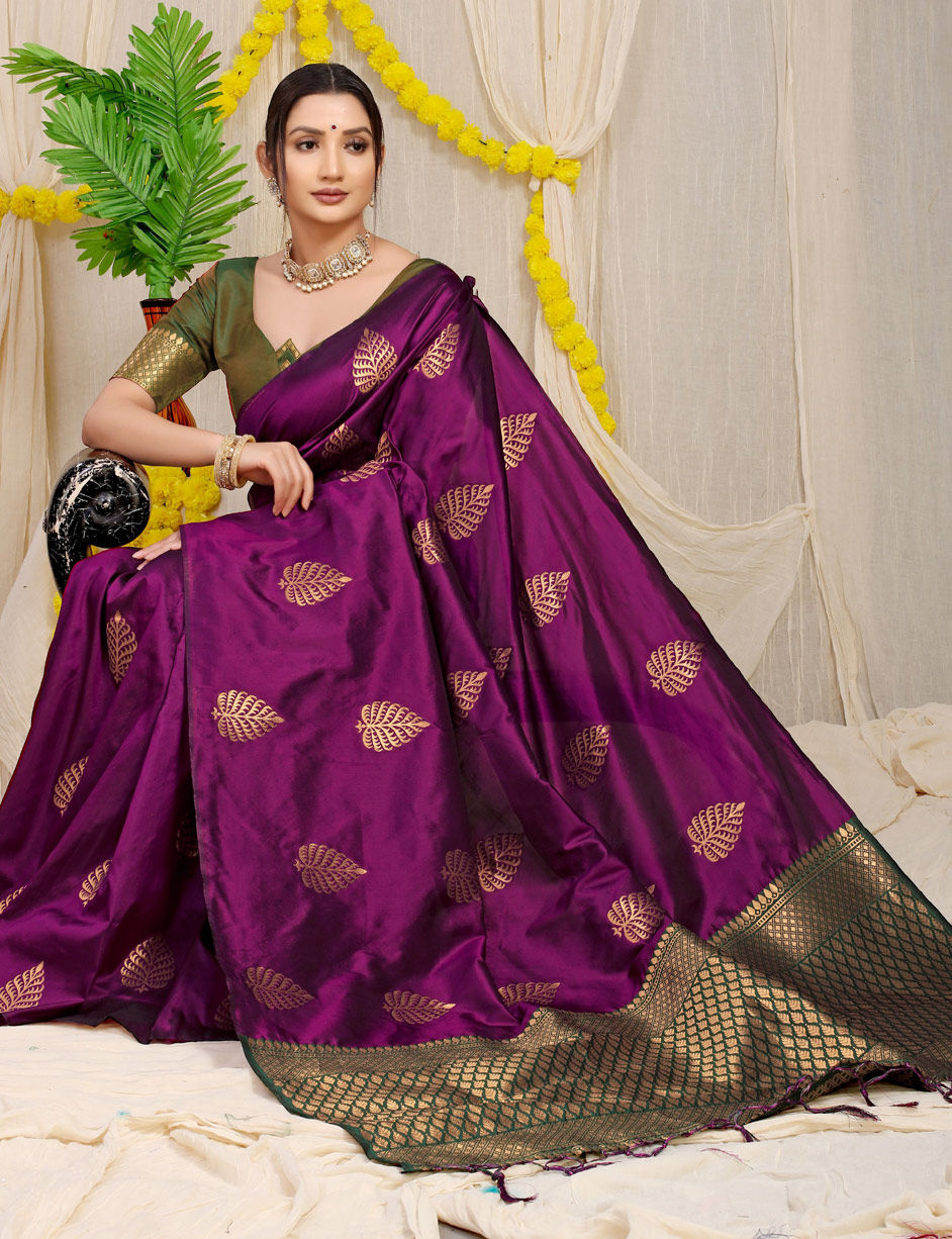 Party Wear, Traditional Purple and Violet color Banarasi Silk, Silk ...