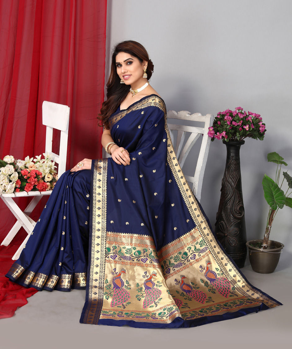 Festive, Traditional Blue color Silk fabric Saree : 1934627