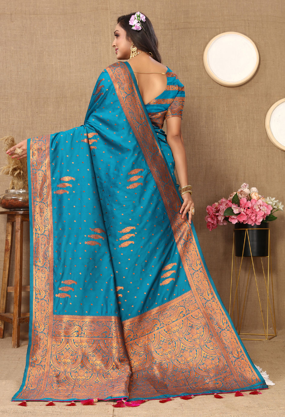 Festive, Traditional Blue color Silk fabric Saree : 1935106
