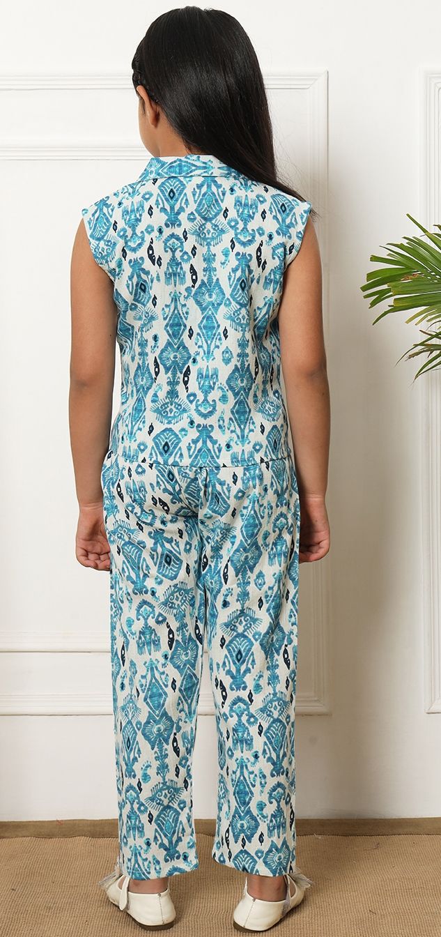 Casual, Summer Blue color Cotton fabric Girls Co-ords Set : 1936990