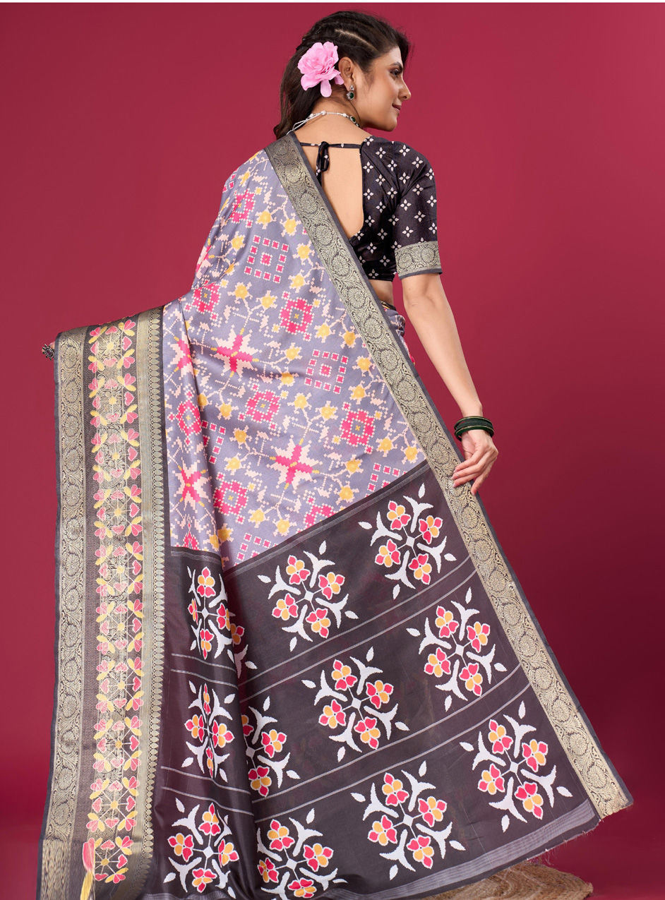 Traditional Purple and Violet color Satin Silk fabric Saree : 1937475