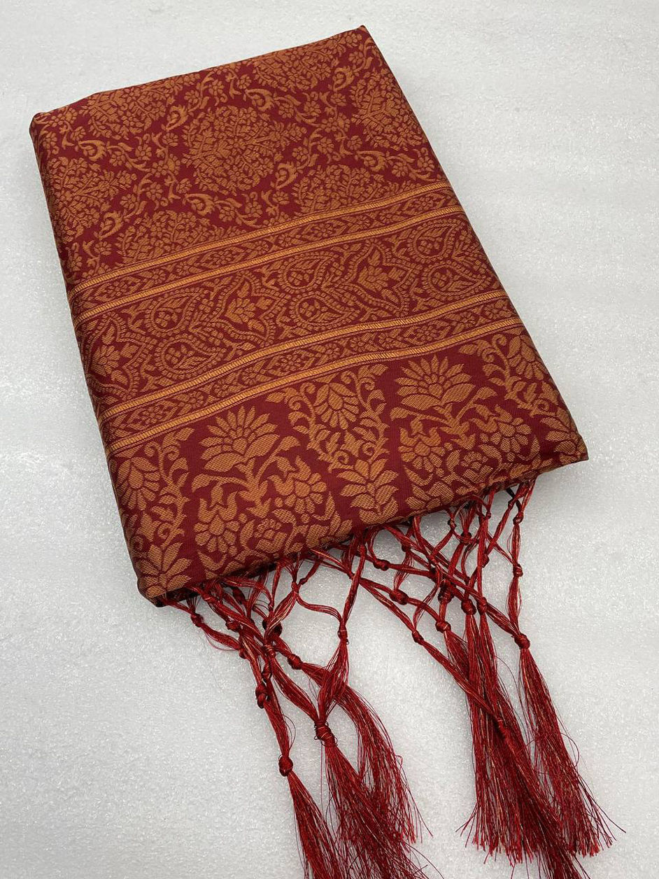 Traditional Red and Maroon color Banarasi Silk fabric Saree : 1937499