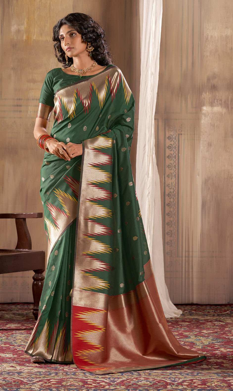 Festive, Traditional Green color Art Silk fabric Saree : 1940412