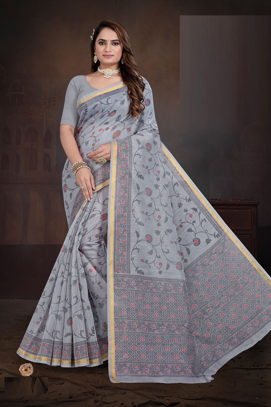 Summer, Traditional Blue color Cotton fabric Saree : 1943254