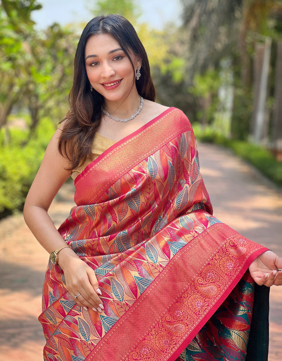 Traditional, Wedding Red and Maroon color Silk fabric Saree : 1949533