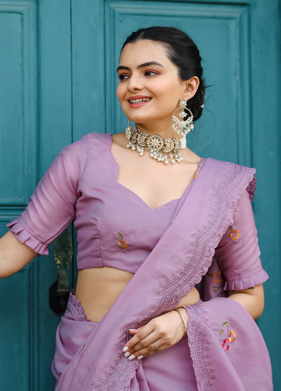 Festive, Traditional Purple and Violet color Tussar Silk fabric Saree ...