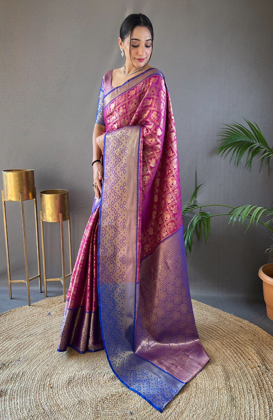 Party Wear, Traditional Purple and Violet color Art Silk fabric Saree ...