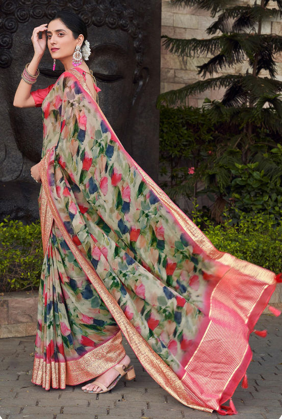 Reception, Traditional, Wedding Multicolor color Silk fabric Saree ...