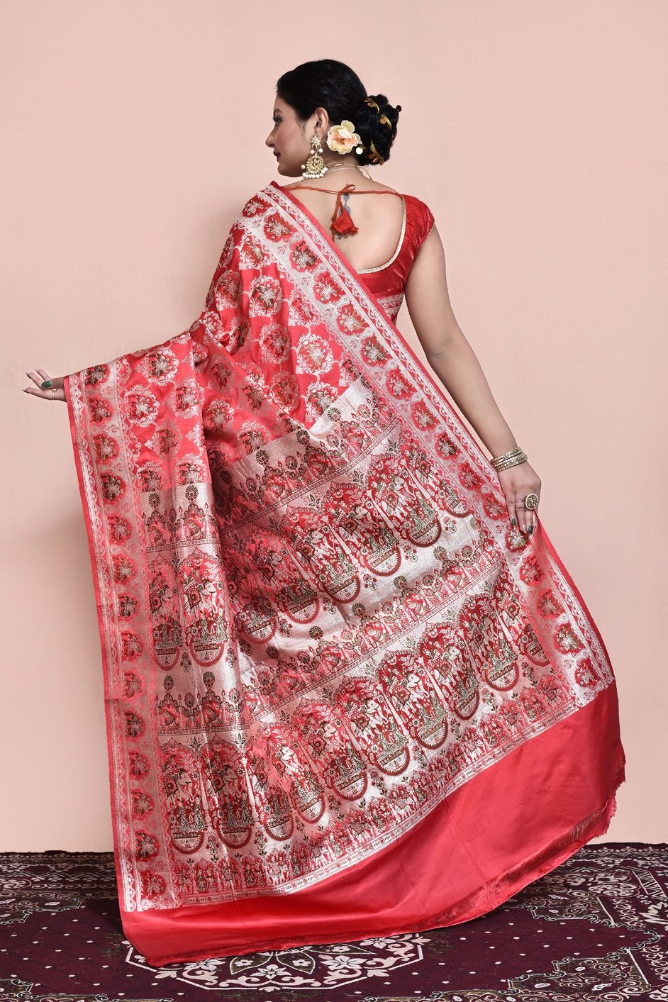 Bridal, Traditional, Wedding Red and Maroon color Silk fabric Saree : 1952200