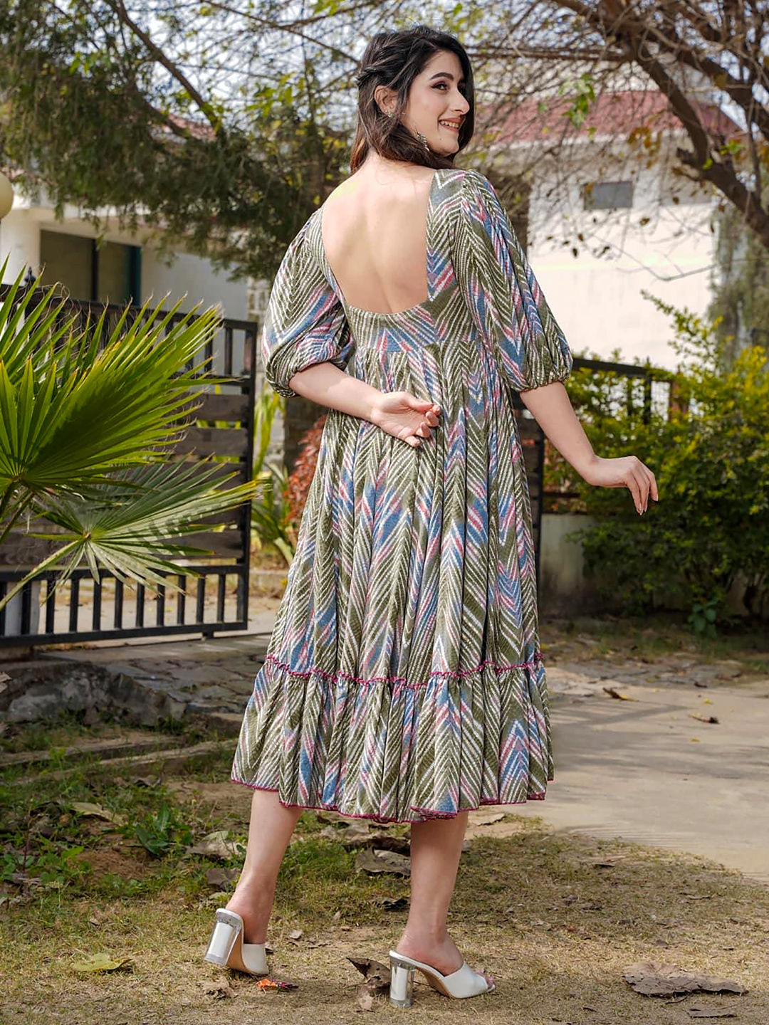 Summer Multicolor color Rayon fabric Dress : 1954513