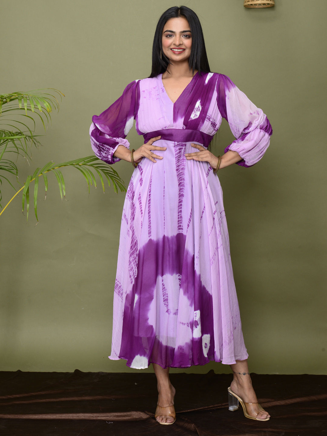 Festive Purple and Violet color Chiffon fabric Kurti : 1955840