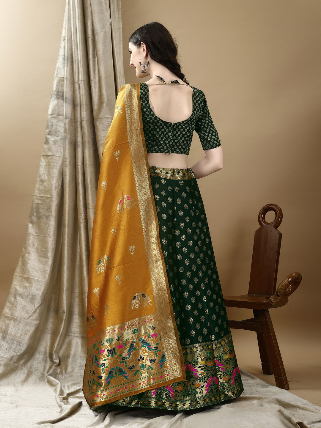Festive, Party Wear Green color Jacquard fabric Lehenga : 1957946