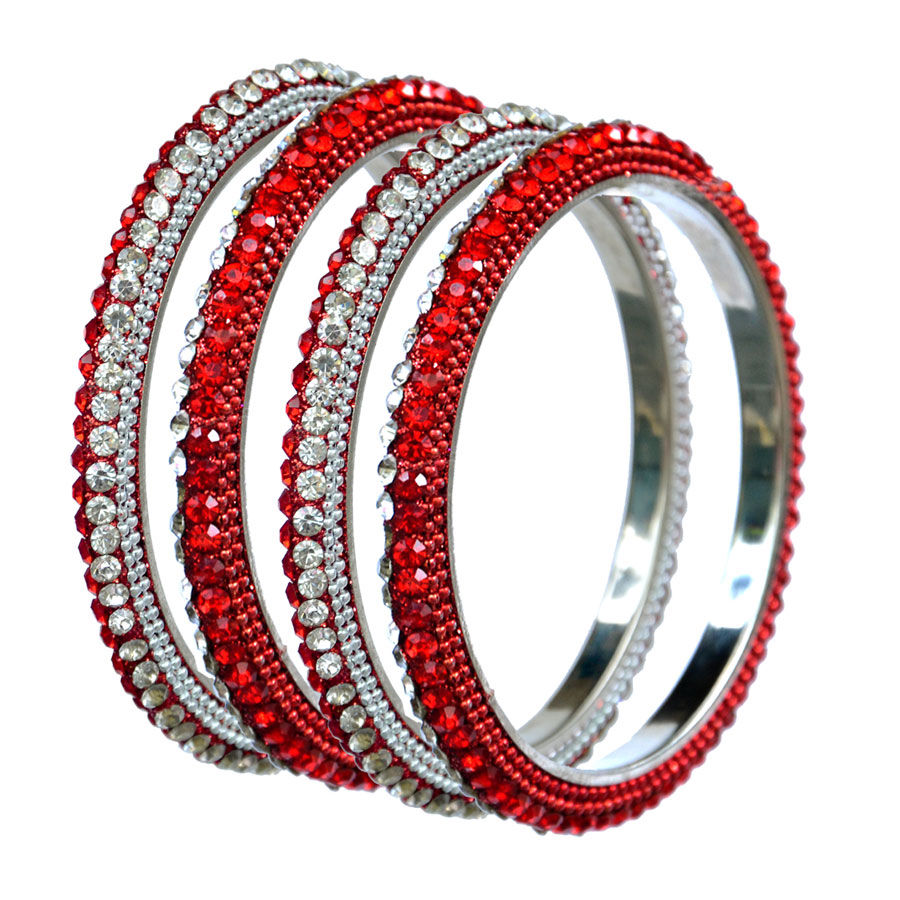 Red and Maroon, White and Off White color Brass metal Bangles : 1599875