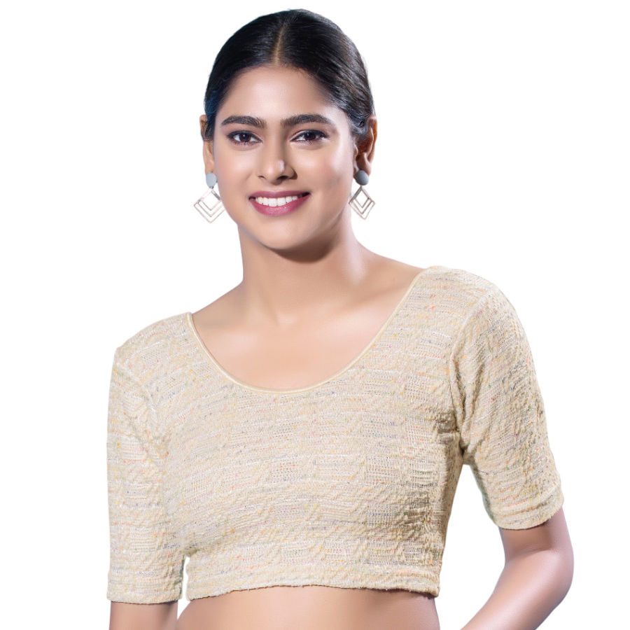 Party Wear White and Off White color Lycra fabric Blouse : 1940443