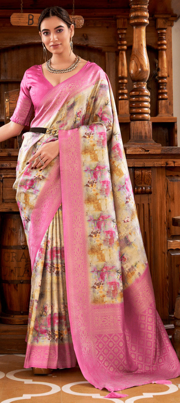 Festive, Traditional Multicolor color Naylon Silk fabric Saree : 1949504