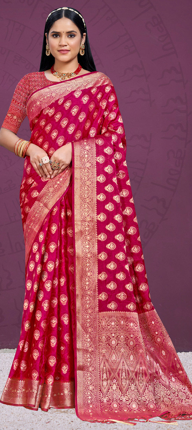 Festive, Reception, Traditional Red and Maroon color Silk fabric Saree : 1951971