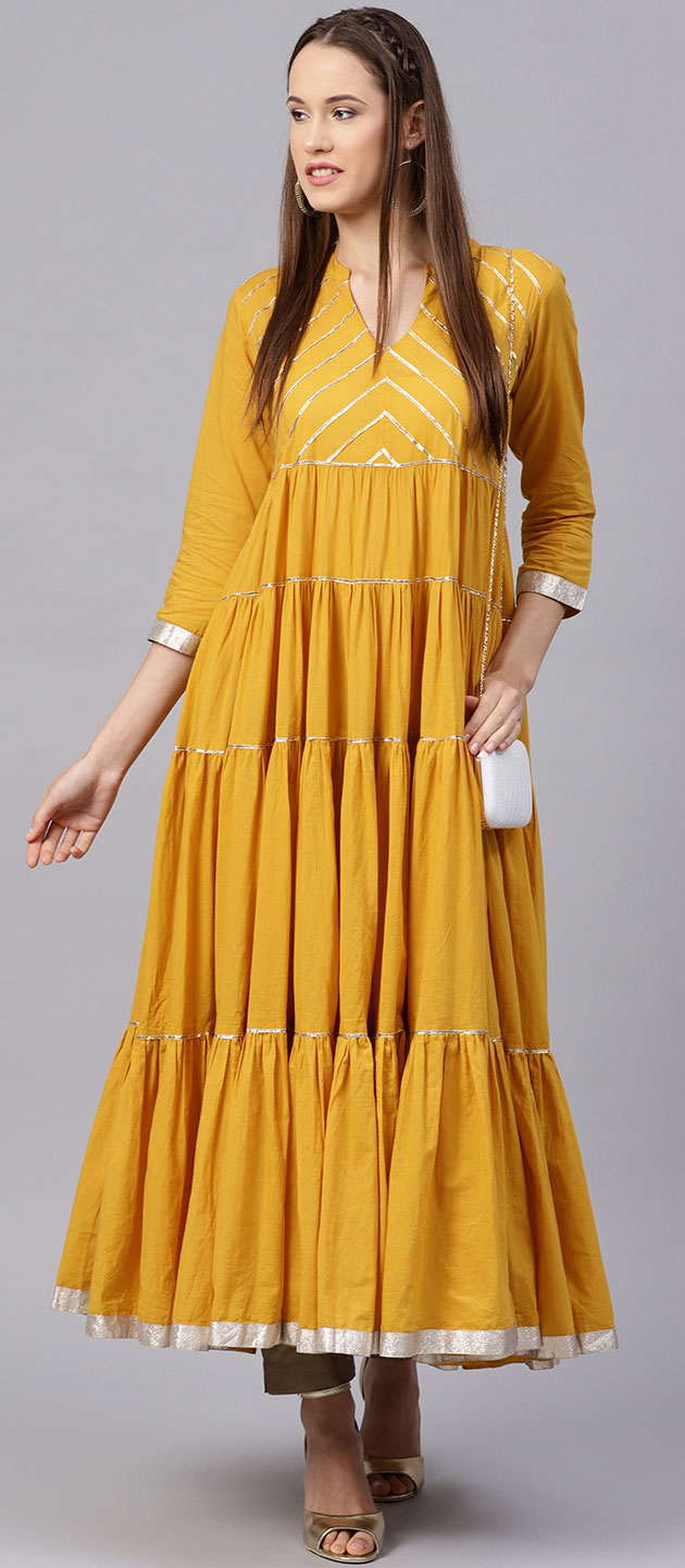Casual Yellow color Cotton fabric Kurti : 1599034