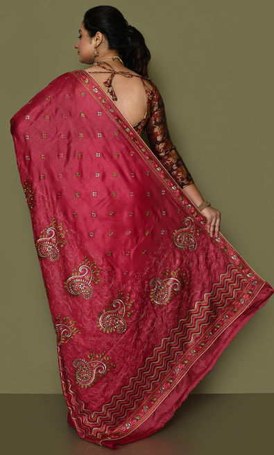 Reception, Traditional, Wedding Red and Maroon color Banarasi Silk ...