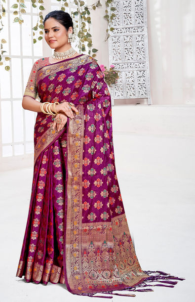 Festive, Traditional Purple and Violet color Art Silk fabric Saree ...