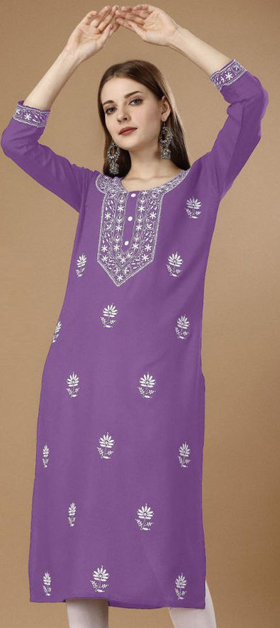 Summer Purple and Violet color Rayon fabric Kurti : 1954509