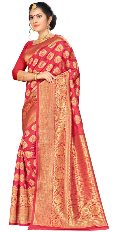 Traditional Red and Maroon color Banarasi Silk, Silk fabric Saree : 1576818