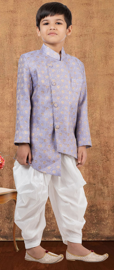 Party Wear Purple and Violet color Jacquard fabric Boys Dhoti Kurta ...
