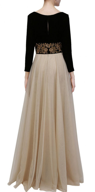 Designer, Party Wear Beige and Brown, Black and Grey color Georgette ...