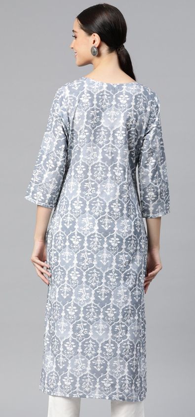 Casual Black and Grey color Cotton fabric Kurti : 1892940