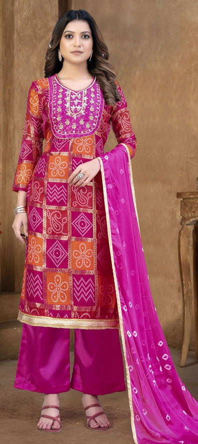 Festive, Reception, Wedding Pink and Majenta color Cotton fabric Salwar ...