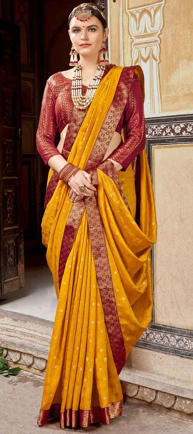 Traditional Yellow color Art Silk, Silk fabric Saree : 1871903