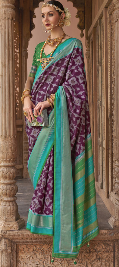 Party Wear, Traditional Purple and Violet color Patola Silk, Silk ...