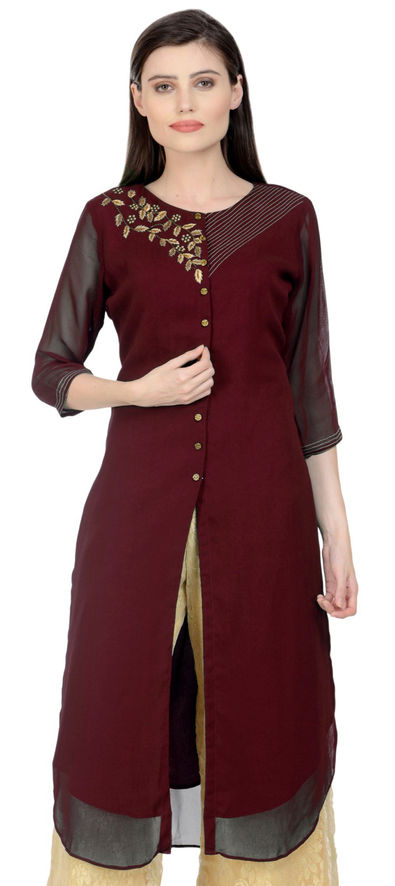 Festive Purple and Violet color Georgette fabric Kurti : 1895844
