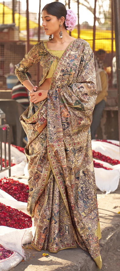 Party Wear, Traditional Multicolor color Blended fabric Saree : 1933959