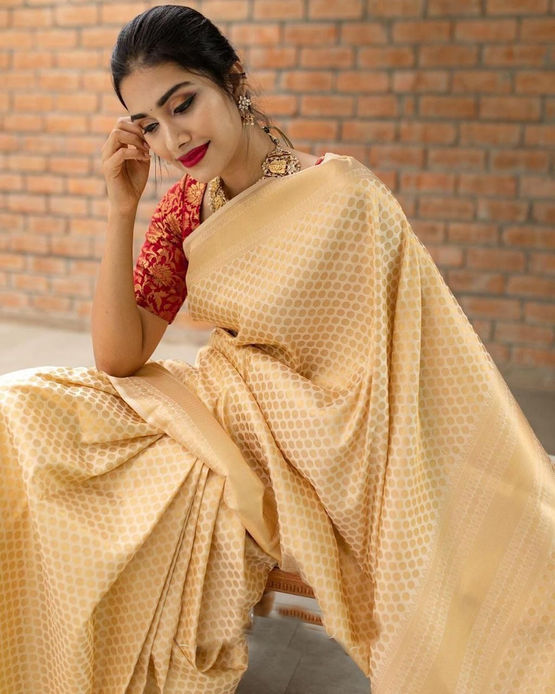 Festive Beige and Brown color Silk fabric Saree : 1865842