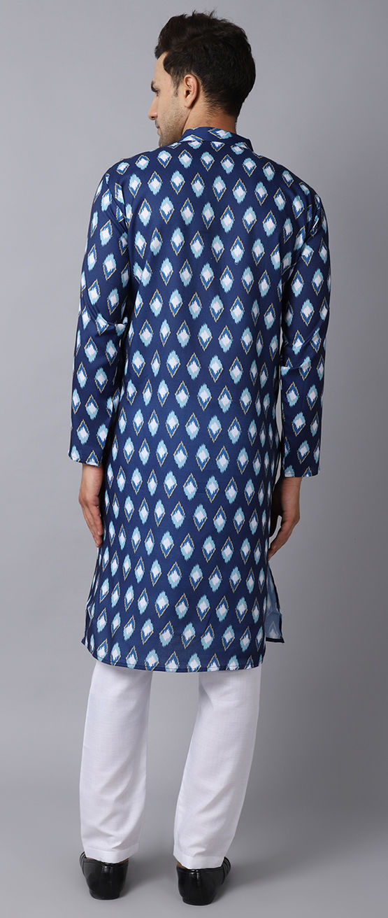 Party Wear Blue color Cotton fabric Kurta Pyjamas : 1906565