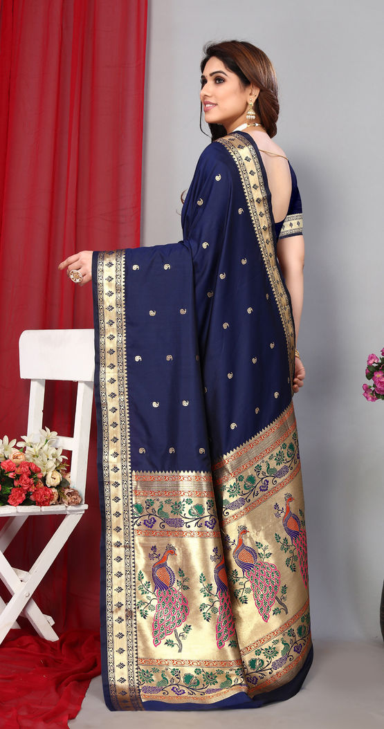 Festive, Traditional Blue color Silk fabric Saree : 1934627