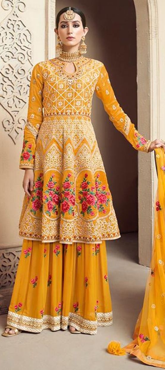 Party Wear Yellow color Viscose fabric Salwar Kameez : 1551861