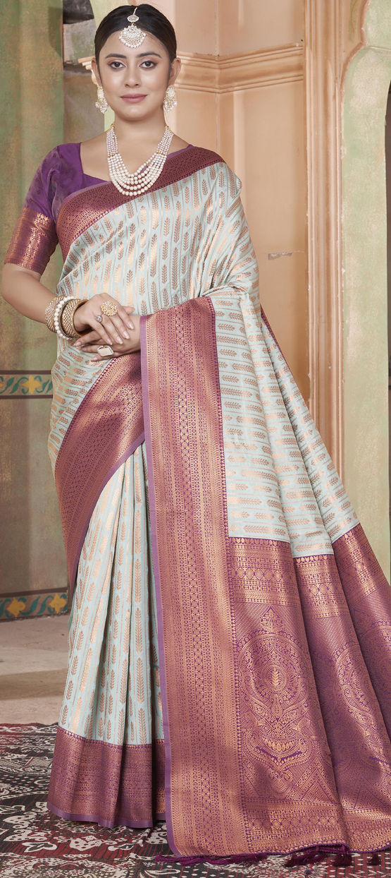 Party Wear, Traditional Multicolor color Kanjeevaram Silk fabric Saree ...